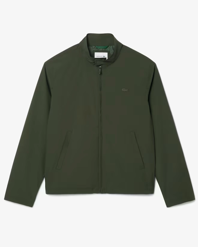 Lacoste Water-Repellent Harrington Windbreaker Jacket "BOTTLE GREEN ...